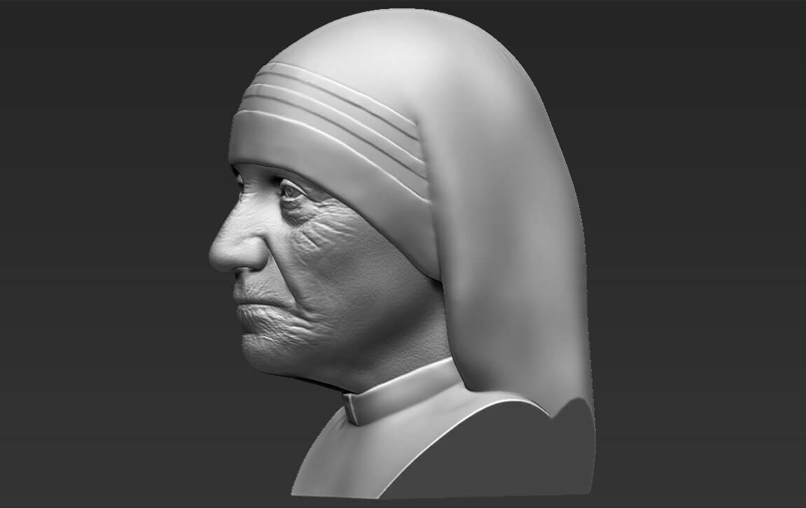Mother Teresa Bust - 3D Model by PrintedReality