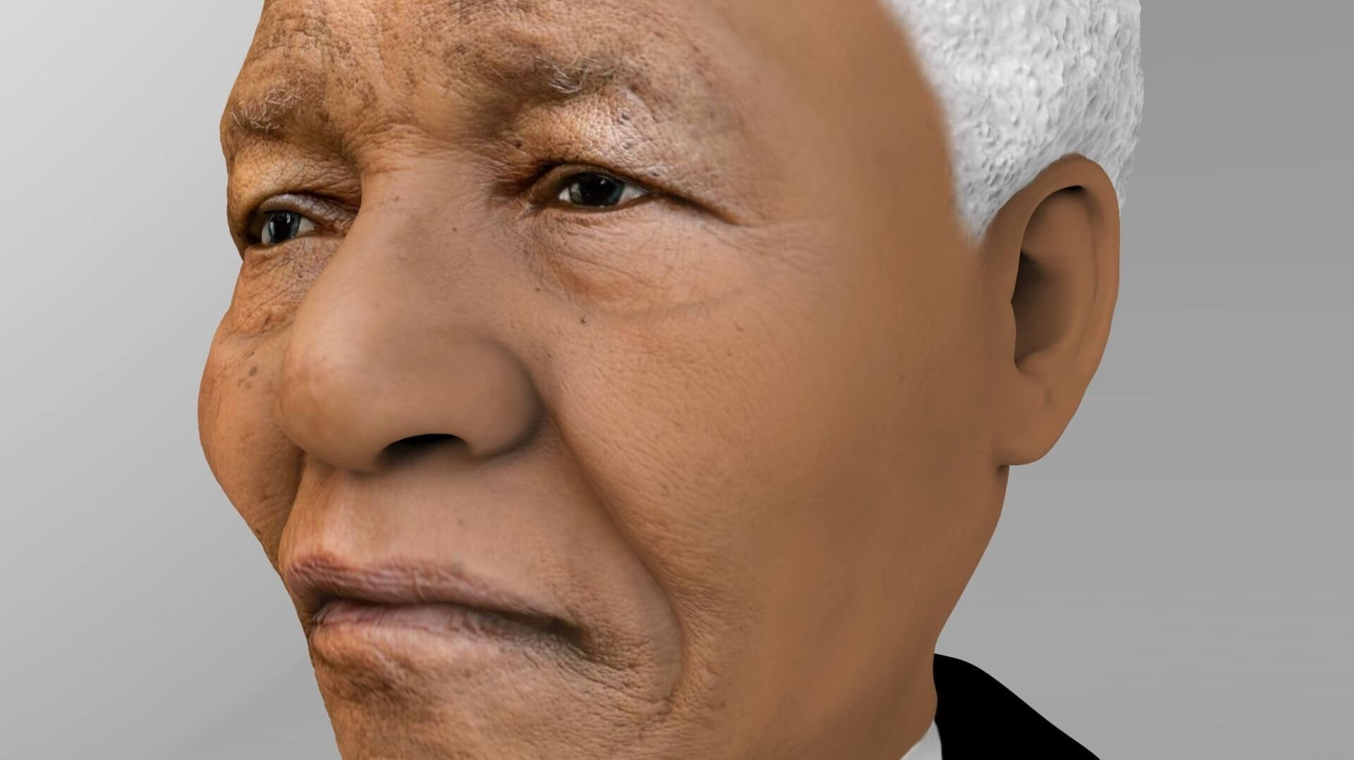 Nelson Mandela Bust (Full Color) - 3D Model by PrintedReality