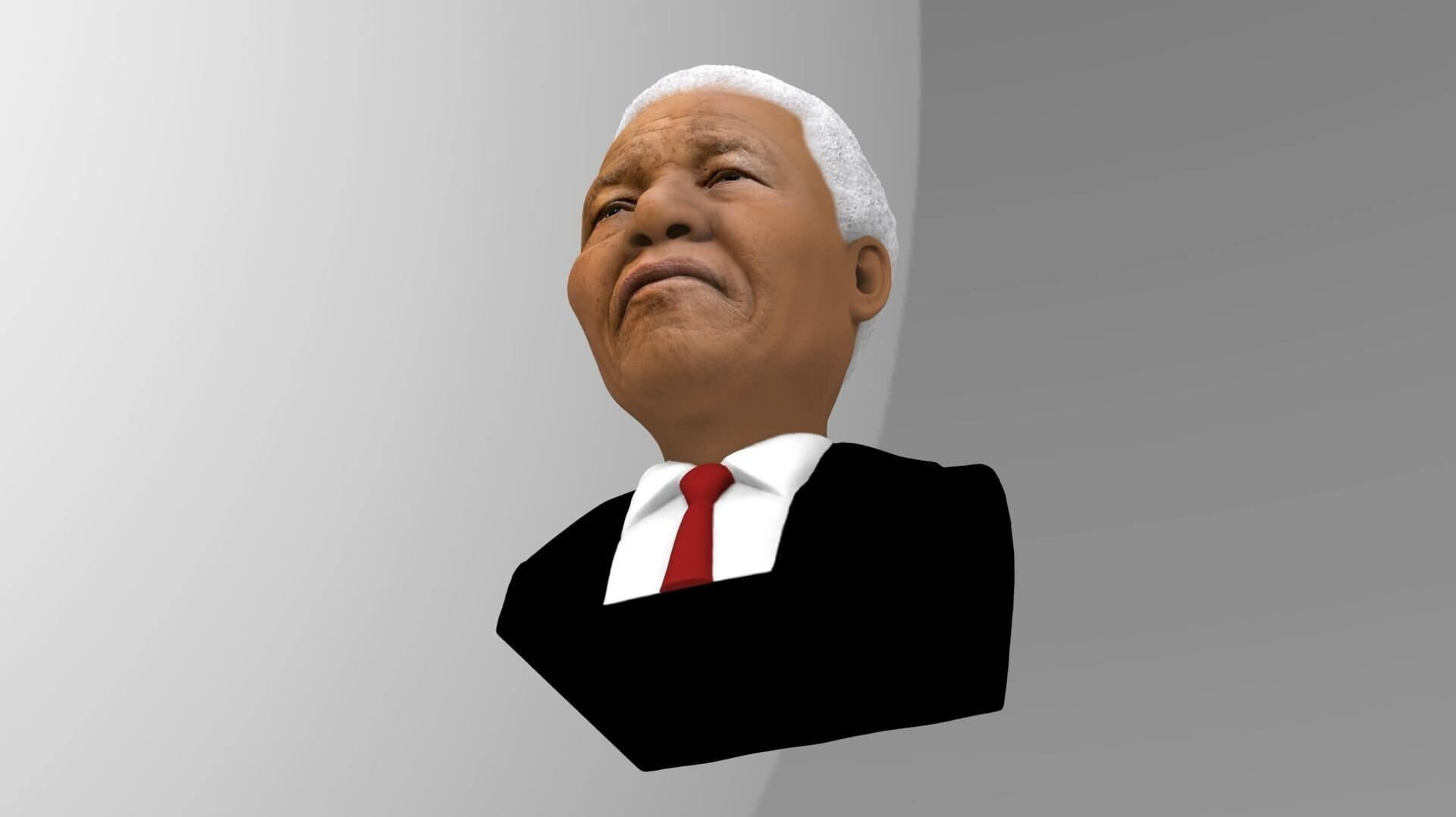 Nelson Mandela Bust (Full Color) - 3D Model by PrintedReality