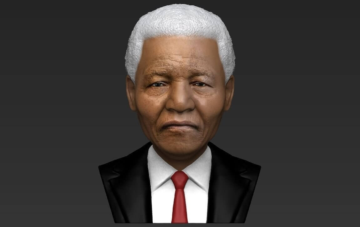 Nelson Mandela Bust (Full Color) - 3D Model by PrintedReality