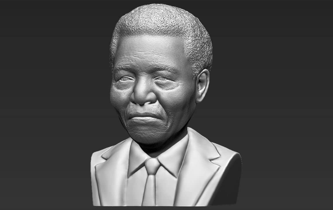 Nelson Mandela Bust (Full Color) - 3D Model by PrintedReality