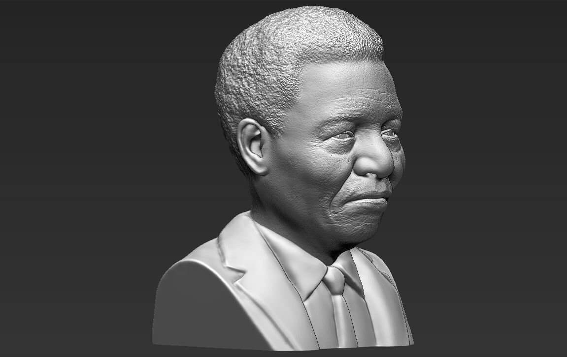 Nelson Mandela Bust (Full Color) - 3D Model by PrintedReality