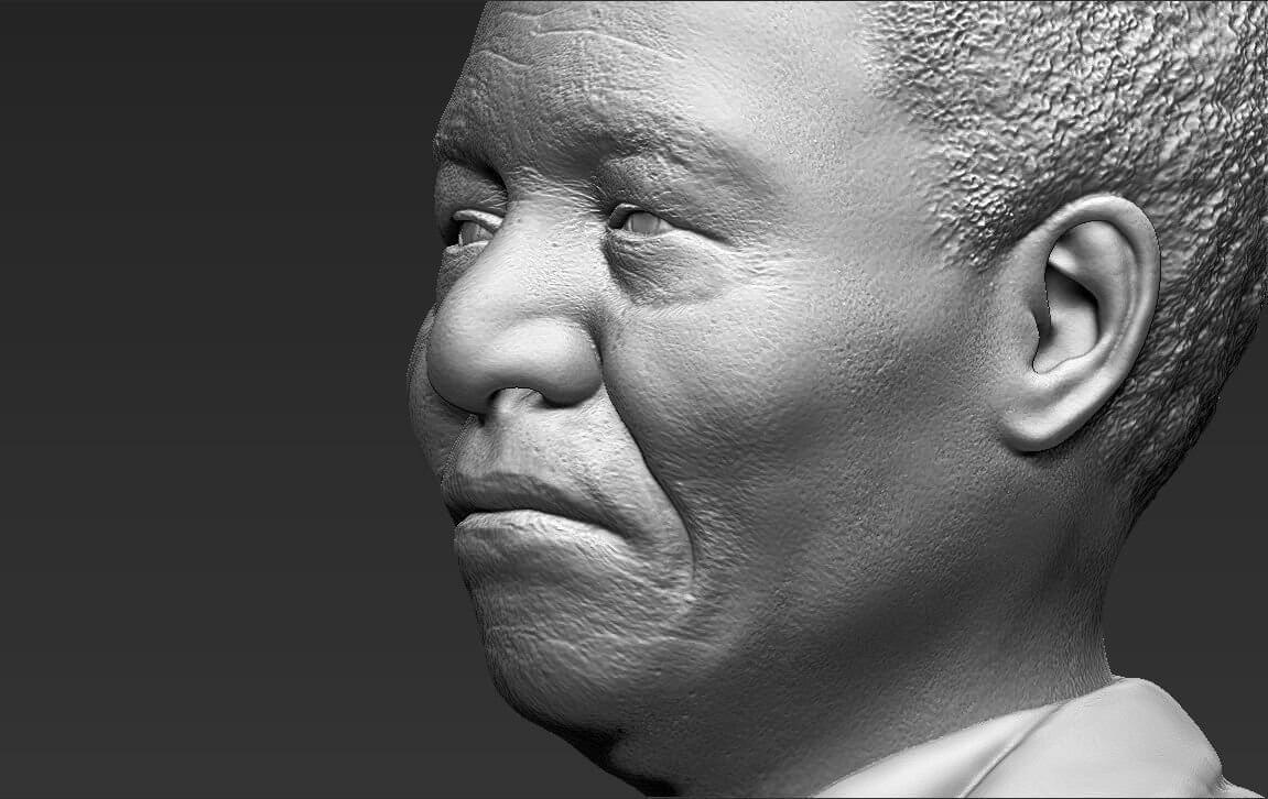Nelson Mandela Bust (Full Color) - 3D Model by PrintedReality