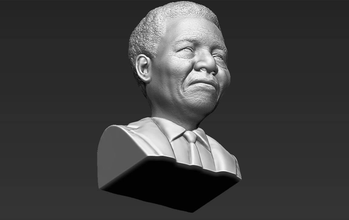 Nelson Mandela Bust (Full Color) - 3D Model by PrintedReality