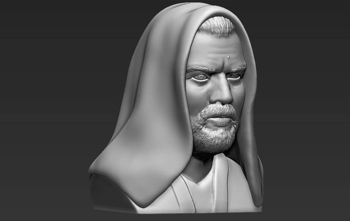 Obi Wan Kenobi Star Wars Bust - 3D Model by PrintedReality