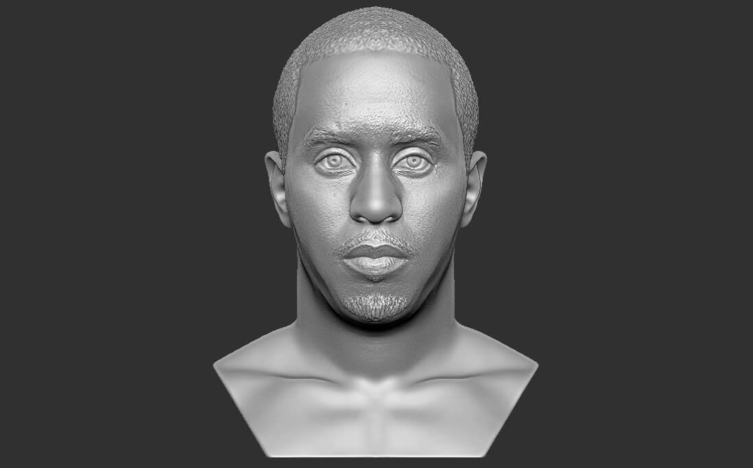P Diddy Bust - 3D Model by PrintedReality