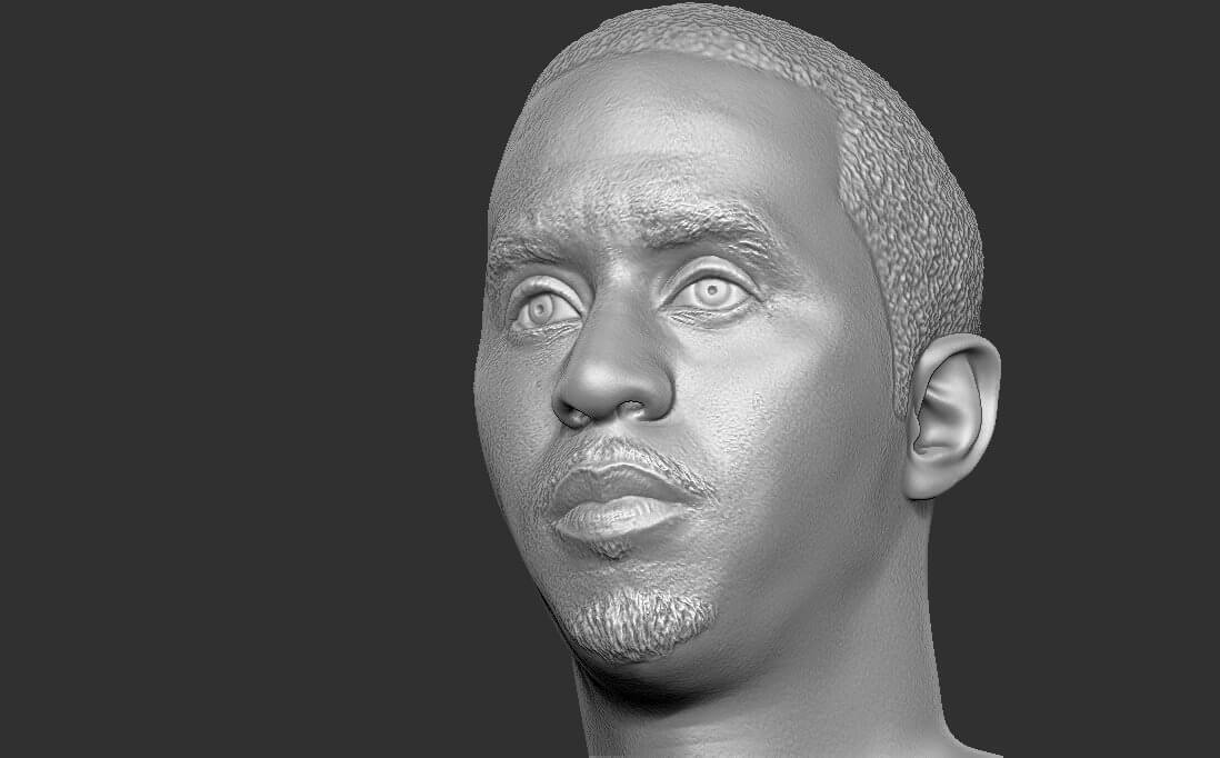 P Diddy Bust - 3D Model by PrintedReality