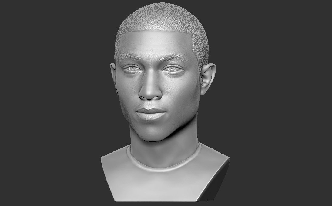 Pharrell Williams Bust - 3D Print Model by PrintedReality
