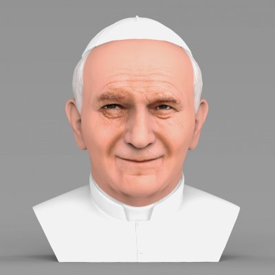 Pope John Paul II Bust (Full Color) - 3D Model by PrintedReality