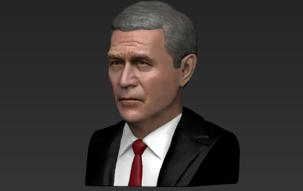 President George W Bush Bust (Full Color) - 3D Model by PrintedReality
