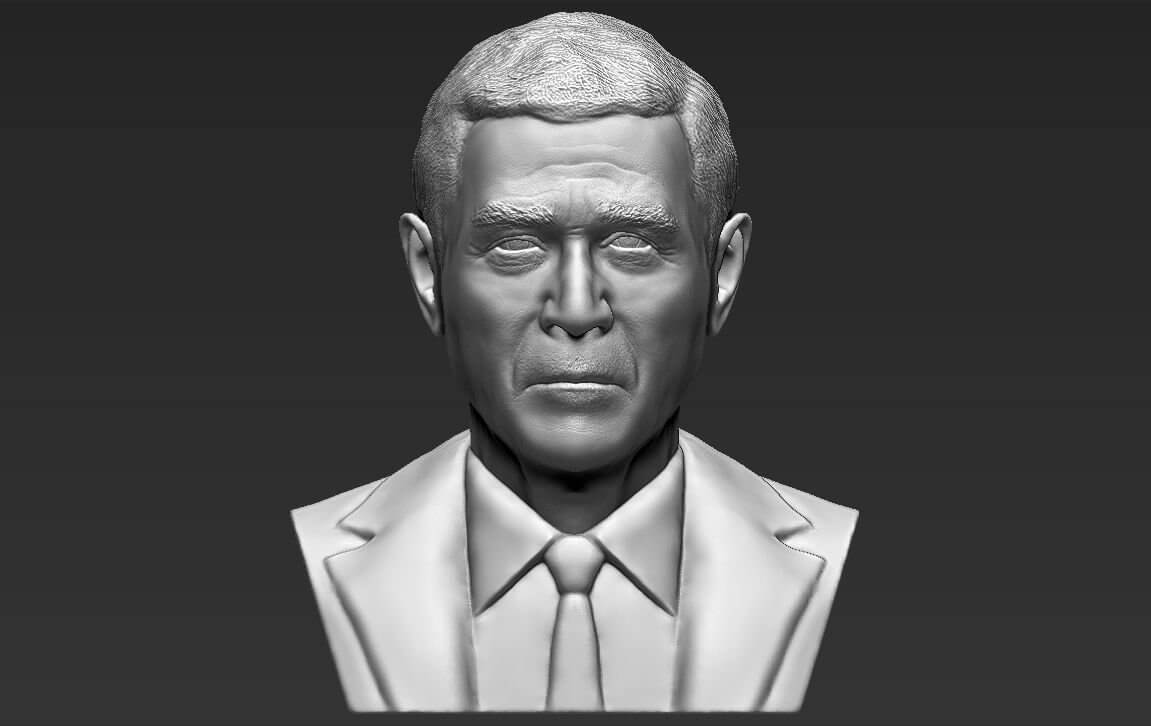 President George W Bush Bust (Full Color) - 3D Model by PrintedReality