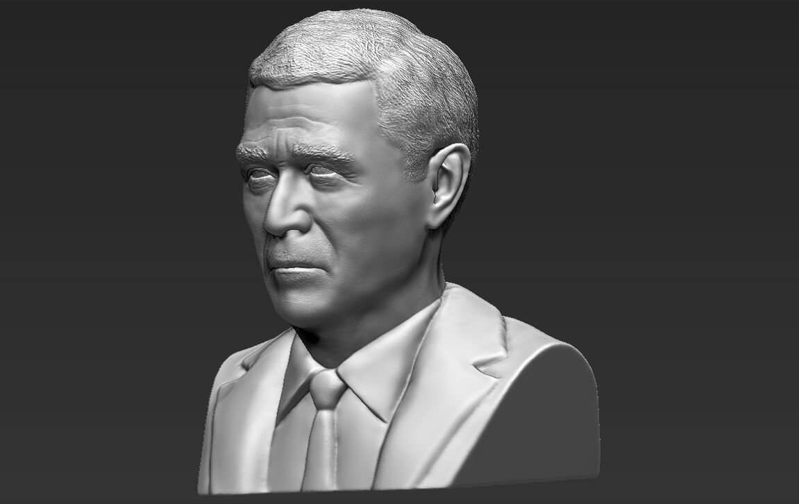 President George W Bush Bust (Full Color) - 3D Model by PrintedReality