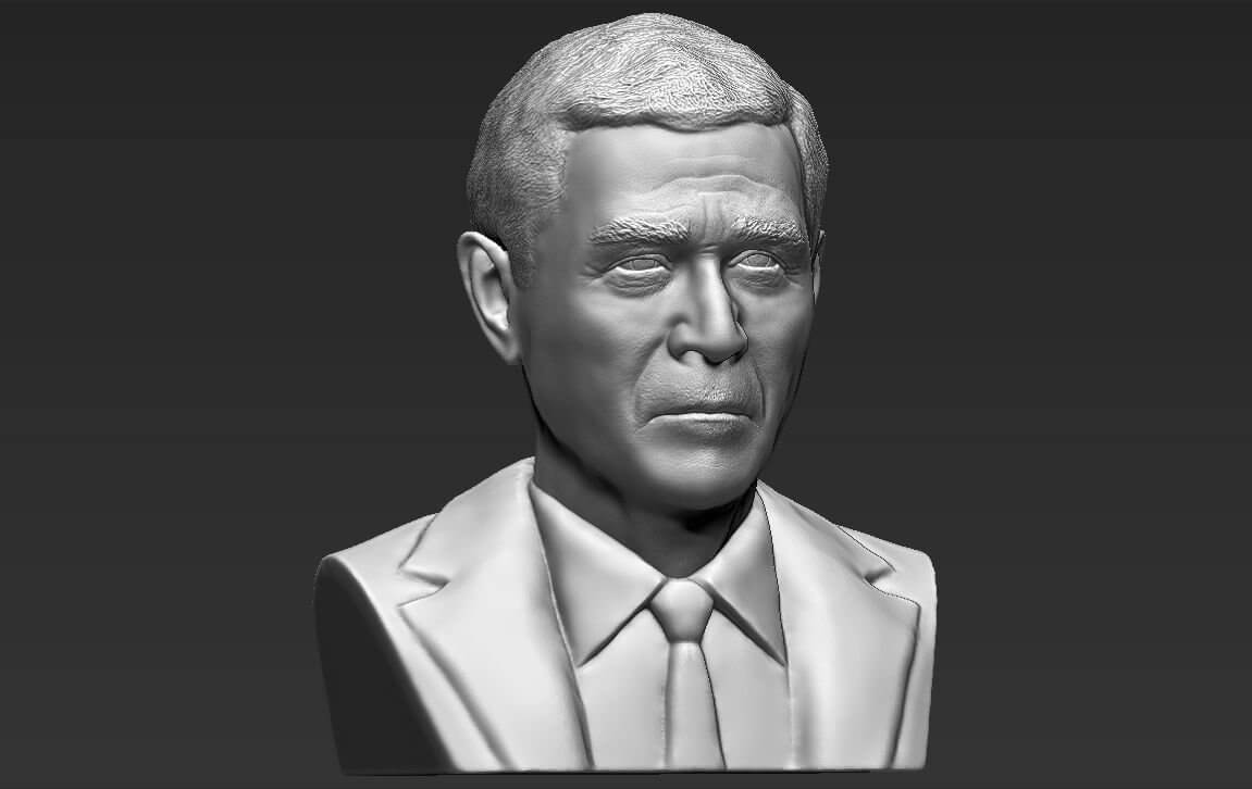 President George W Bush Bust (Full Color) - 3D Model by PrintedReality