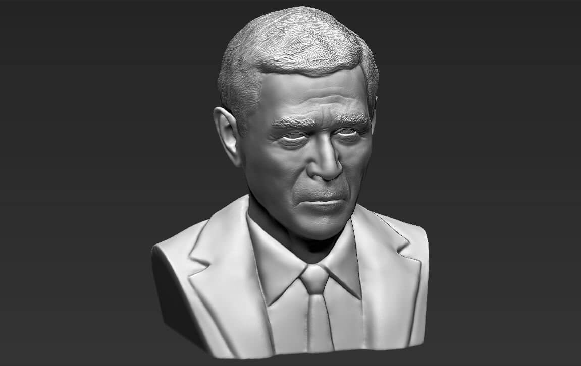 President George W Bush Bust (Full Color) - 3D Model by PrintedReality