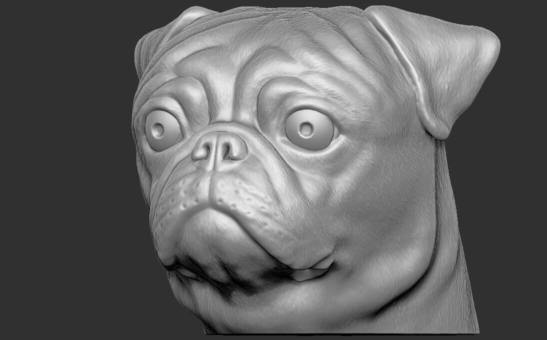 Pug Head - 3D Model by PrintedReality