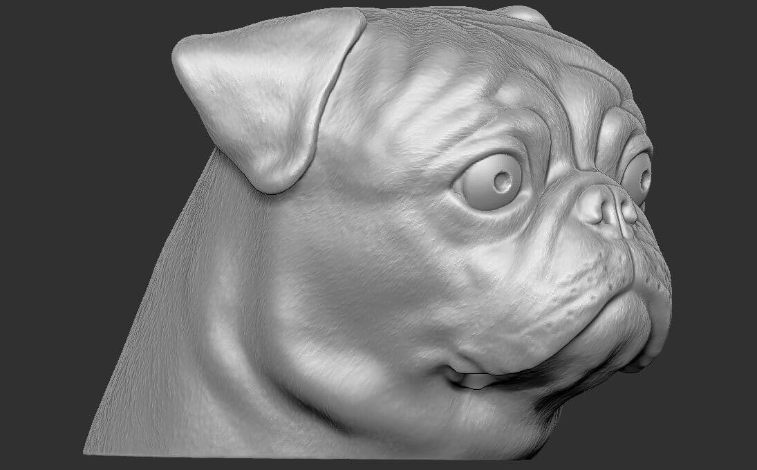 Pug Head - 3D Model by PrintedReality