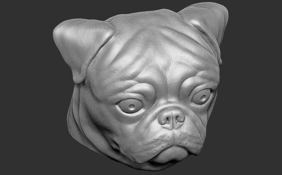 Pug Head - 3D Model by PrintedReality