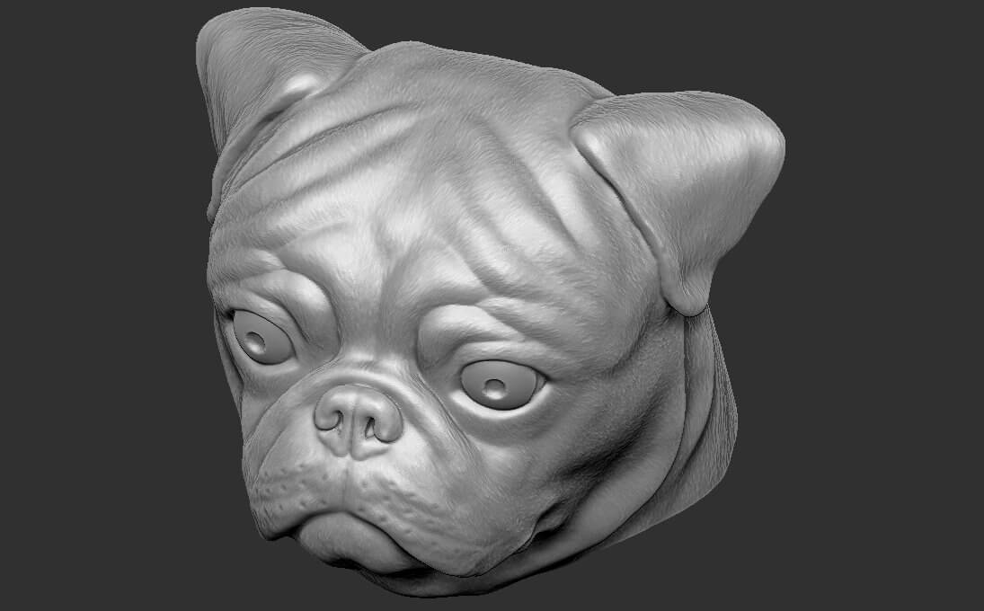 Pug Head - 3D Model by PrintedReality