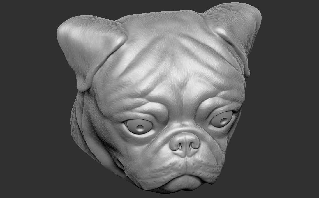 Pug Head - 3D Model by PrintedReality