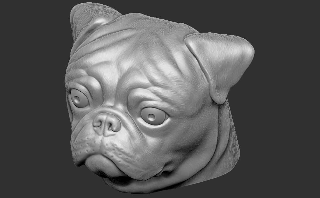 Pug Head - 3D Model by PrintedReality