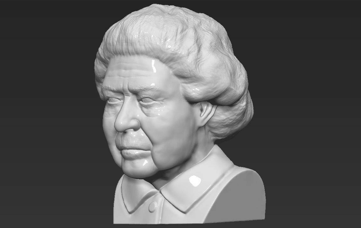 Queen Elizabeth II Bust - 3D Print Model by PrintedReality