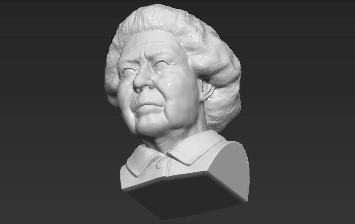 Queen Elizabeth II Bust - 3D Print Model by PrintedReality