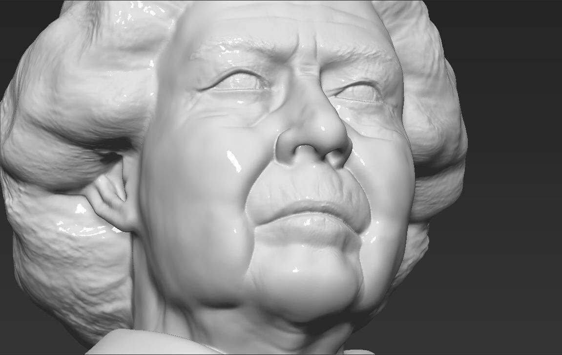 Queen Elizabeth II Bust - 3D Print Model by PrintedReality