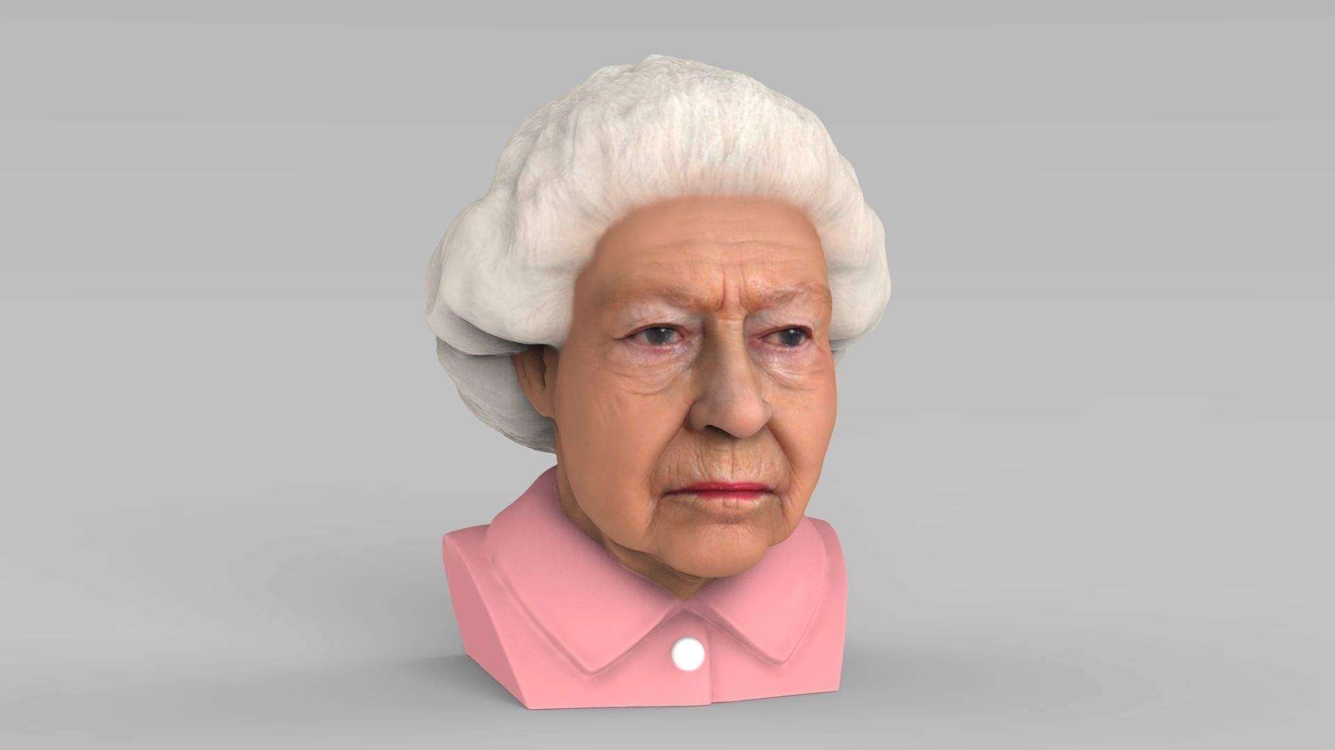 Queen Elizabeth II Bust Full Color Print Ready 3D Model