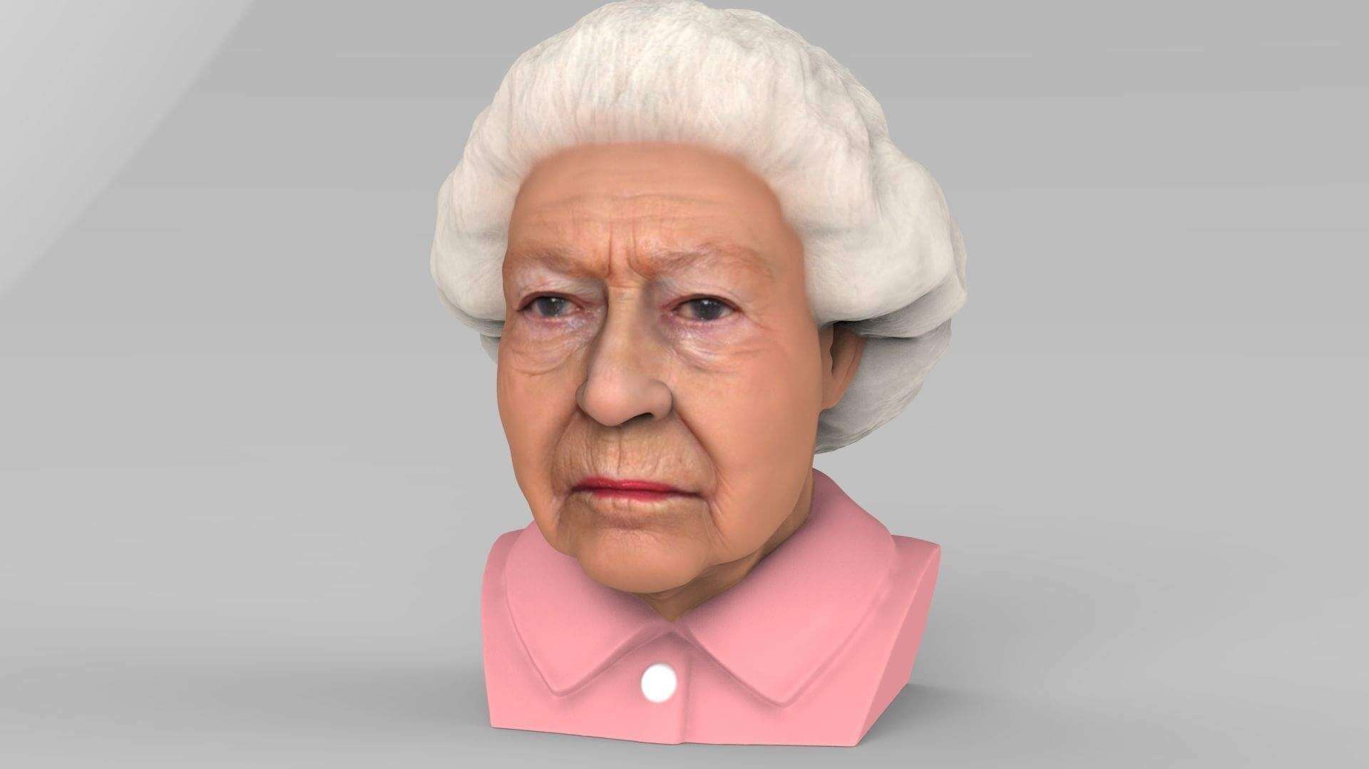 Queen Elizabeth II Bust (Full Color) - 3D Model by PrintedReality