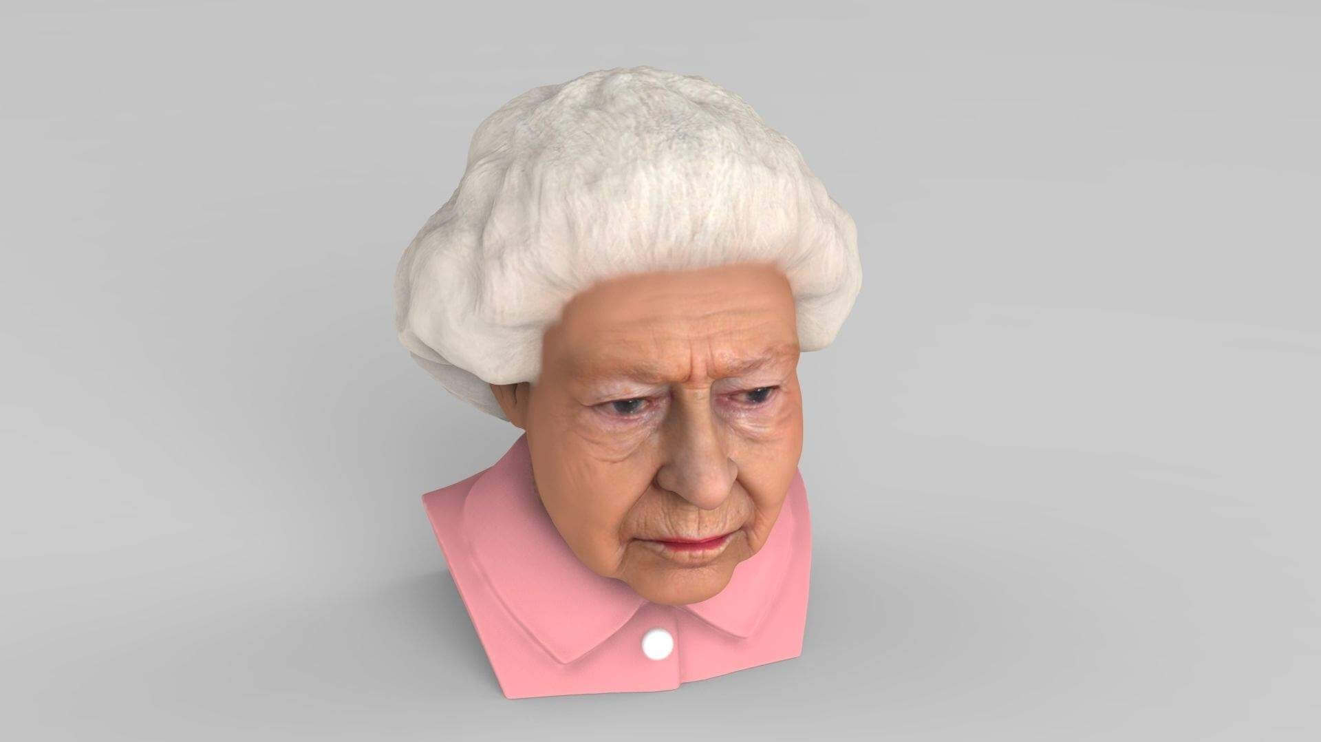 Queen Elizabeth II Bust (Full Color) - 3D Model by PrintedReality