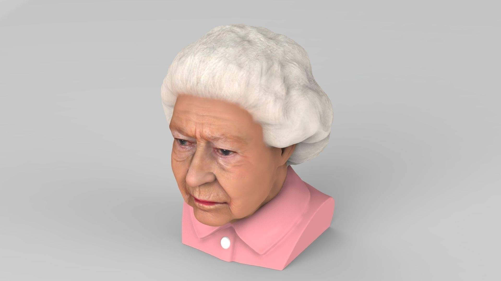 Queen Elizabeth II Bust (Full Color) - 3D Model by PrintedReality