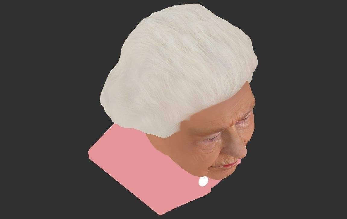 Queen Elizabeth II Bust (Full Color) - 3D Model by PrintedReality