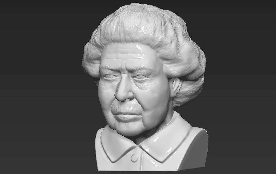 Queen Elizabeth II Bust (Full Color) - 3D Model by PrintedReality