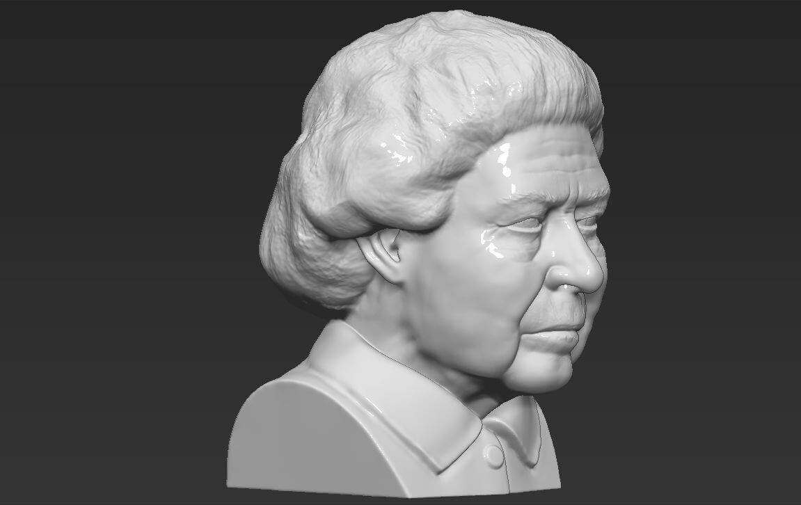 Queen Elizabeth II Bust (Full Color) - 3D Model by PrintedReality
