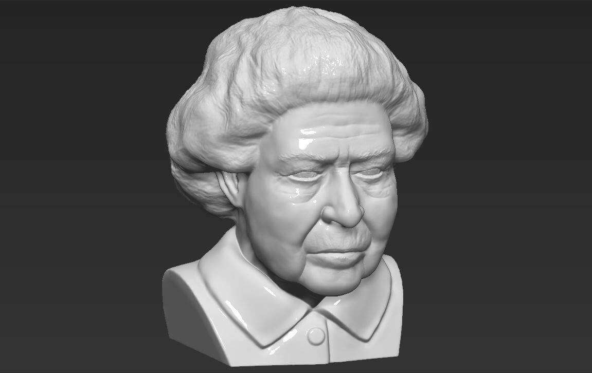 Queen Elizabeth II Bust (Full Color) - 3D Model by PrintedReality