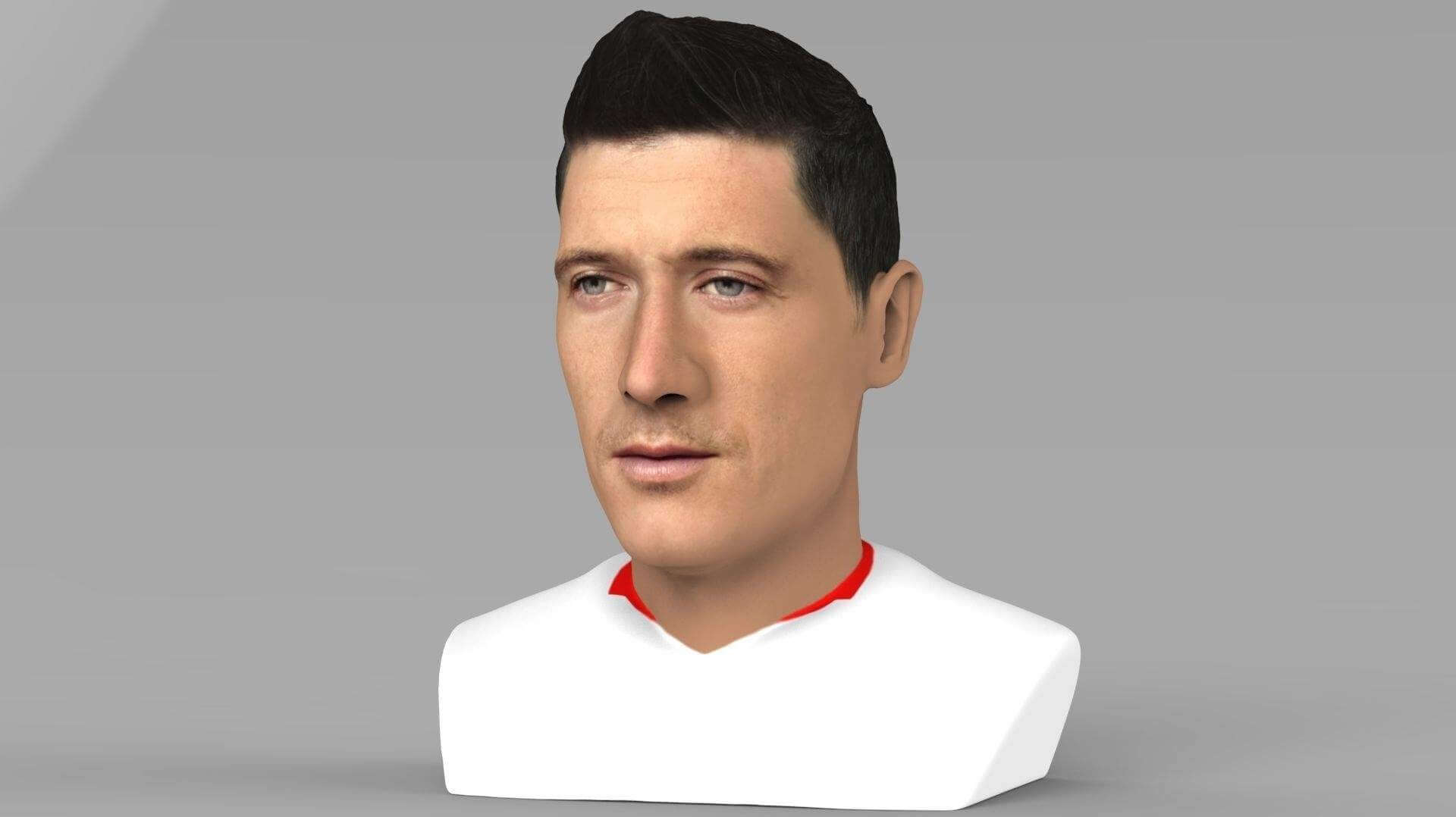 Robert Lewandowski Bust (Full Color) - 3D Model by PrintedReality