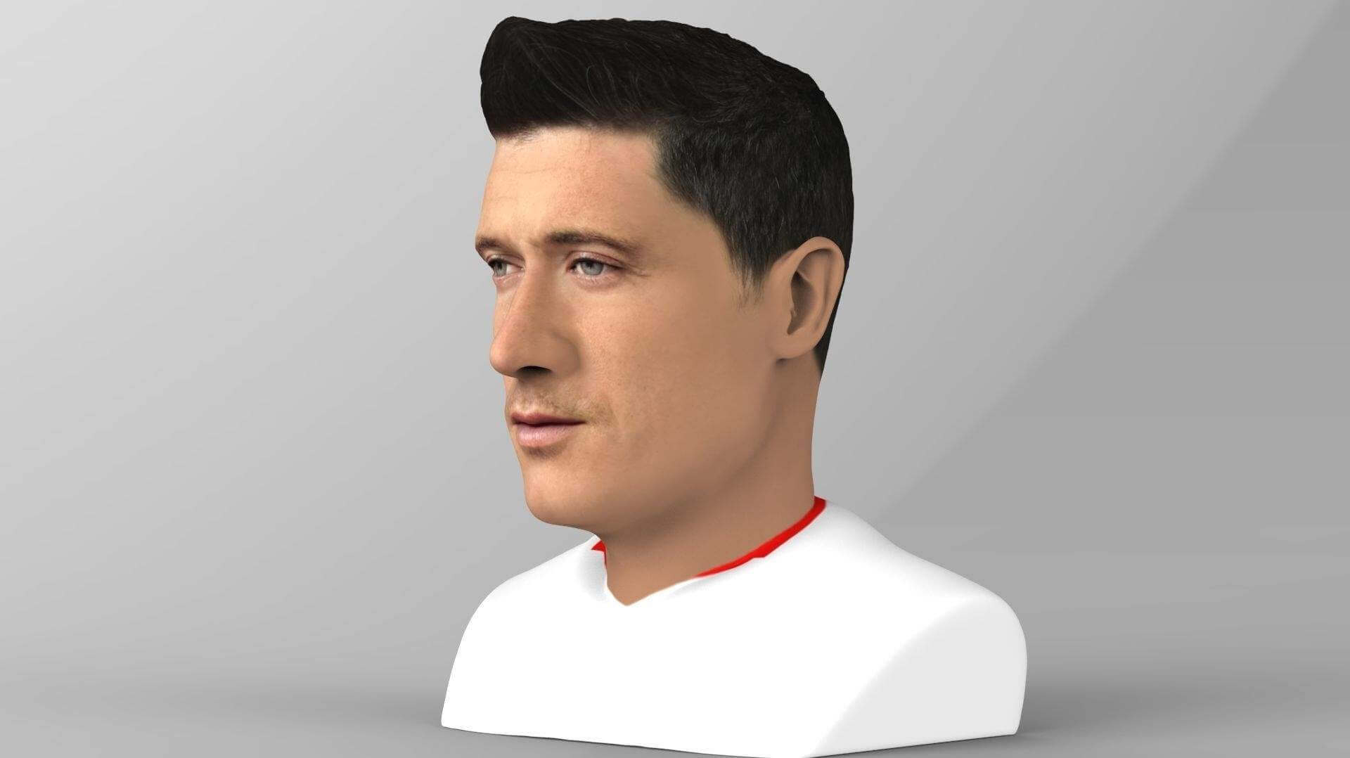 Robert Lewandowski Bust (Full Color) - 3D Model by PrintedReality