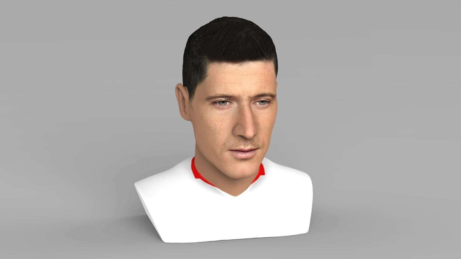 Robert Lewandowski Bust (Full Color) - 3D Model by PrintedReality