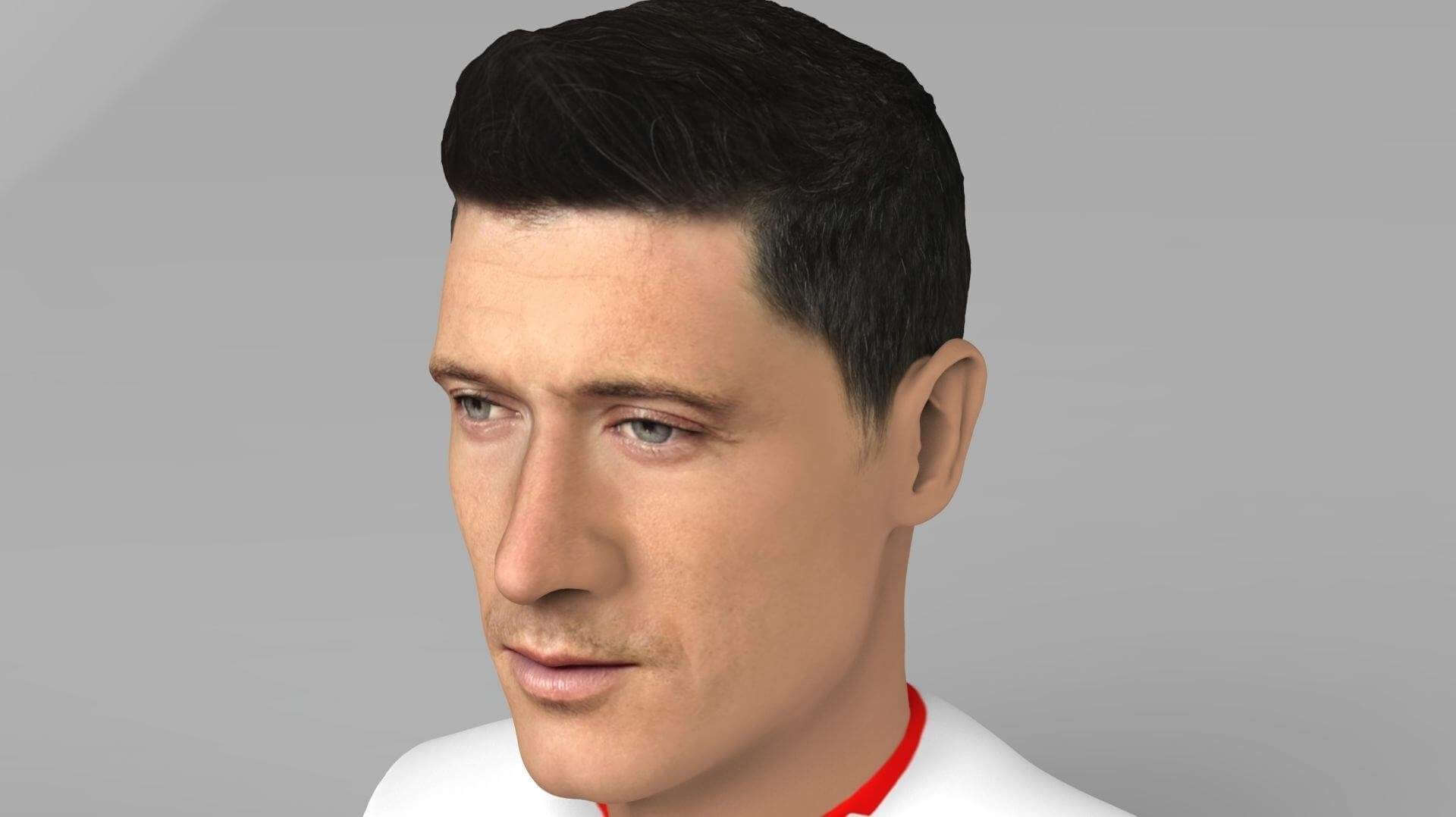 Robert Lewandowski Bust (Full Color) - 3D Model by PrintedReality