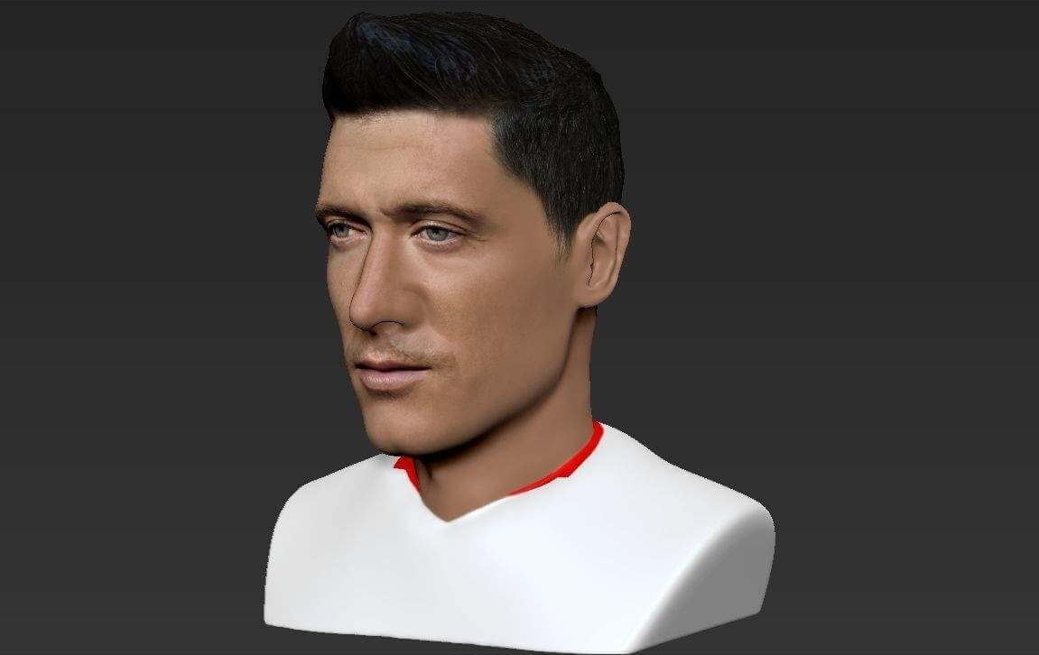 Robert Lewandowski Bust (Full Color) - 3D Model by PrintedReality