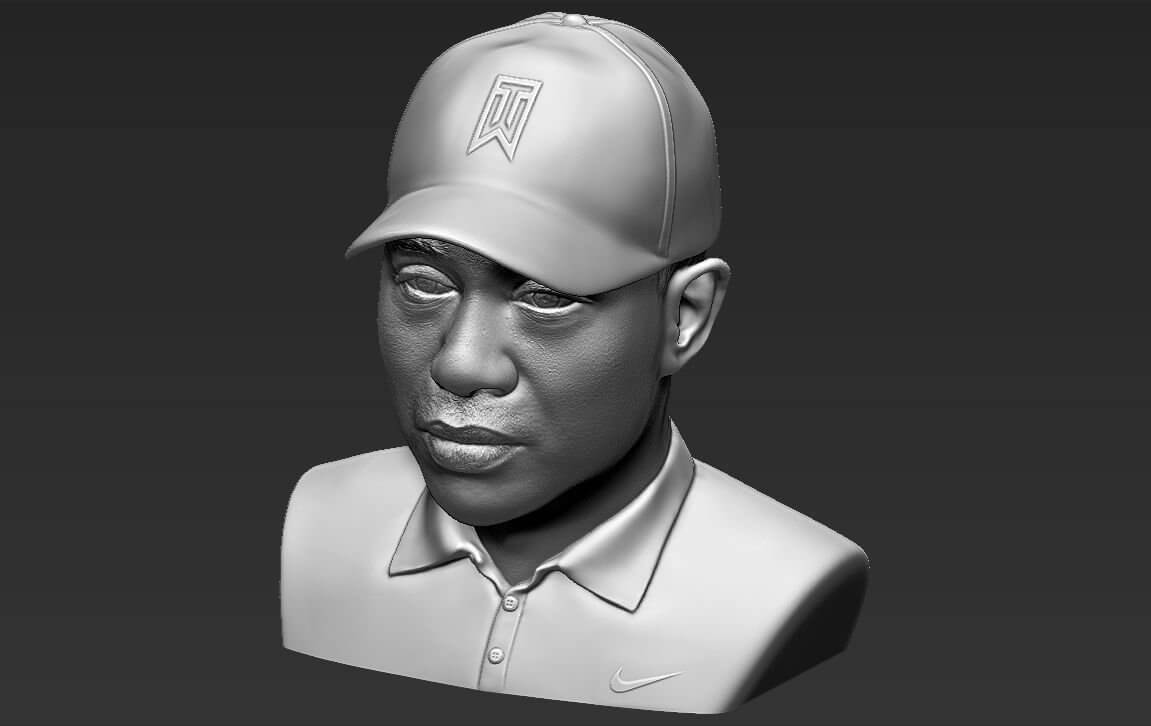 Tiger Woods Bust - 3D Model by PrintedReality