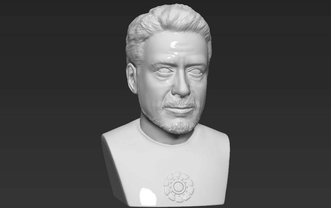 Robert Downey Jr as Tony Stark Bust - 3D Model by PrintedReality