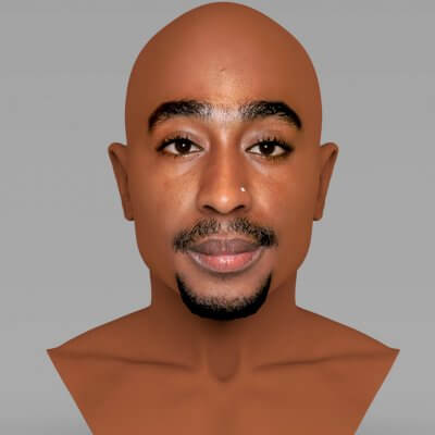Tupac Shakur Bust (Full Color) - 3D Model by PrintedReality