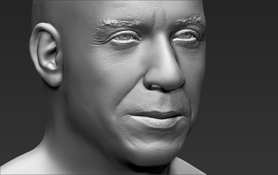 Vin Diesel Bust - 3D Print Model by PrintedReality