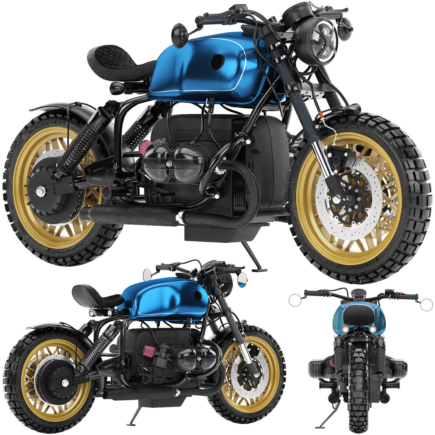 Blue Motorcycle - 3D Model by Proart1studio
