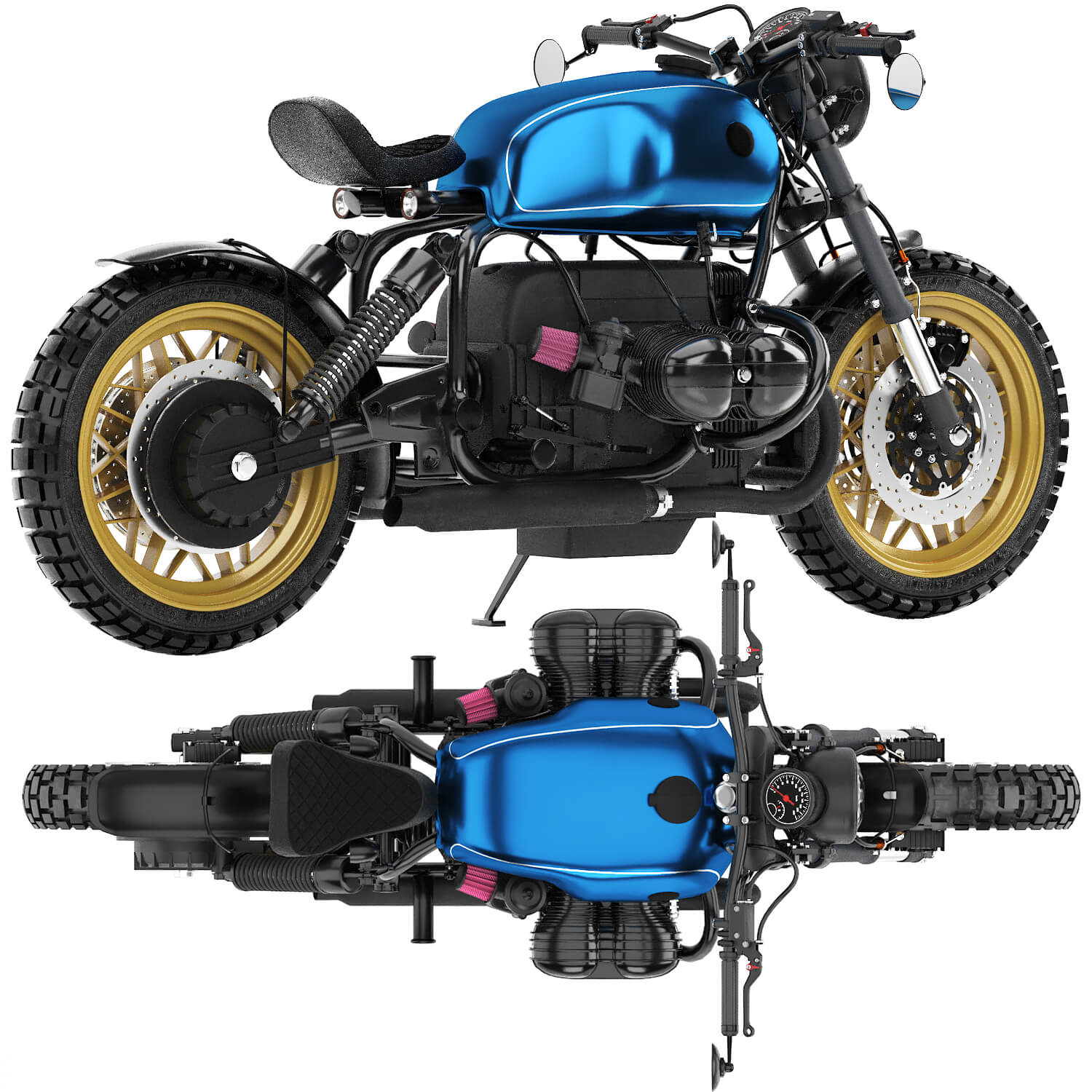 Blue Motorcycle - 3D Model by Proart1studio