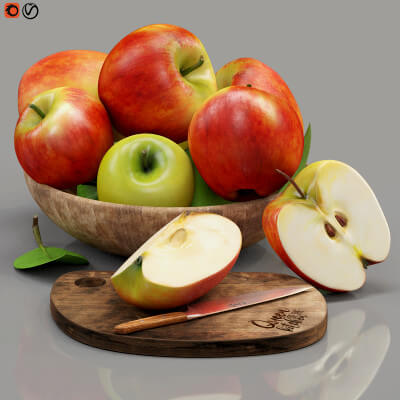 Bowl of Apples - 3D Model by Proart1studio