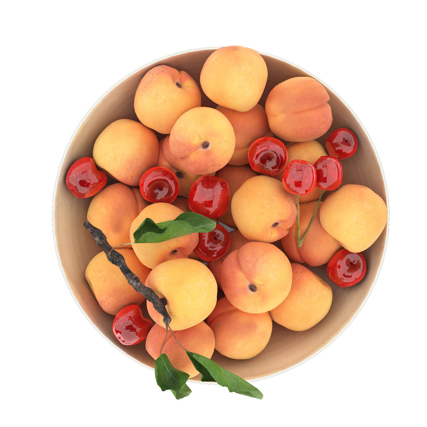 Bowl of Apricots and Cherries - 3D Model by Proart1studio