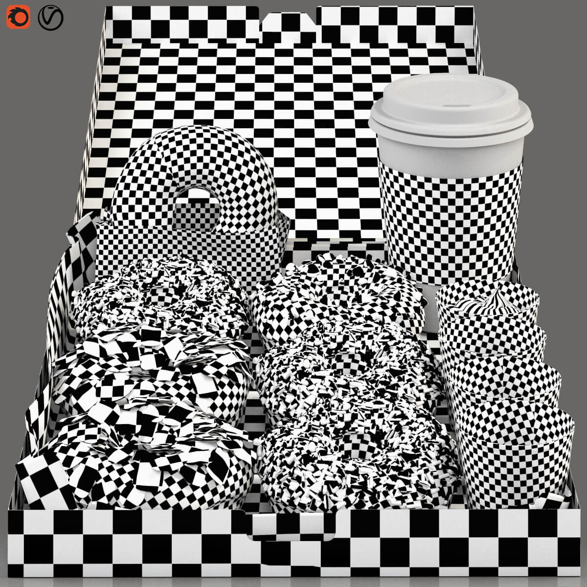 Dounts Set 001 - 3D Model by Proart1studio