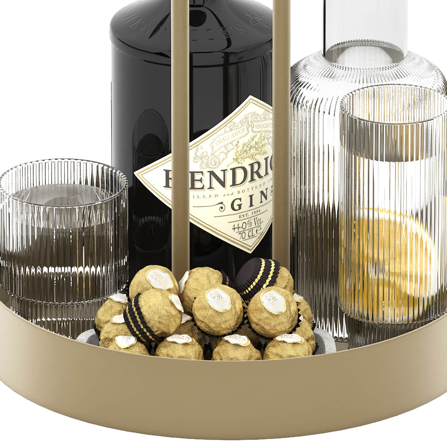 Grib Tray With Ripple Carafe and Hendrick Gin - 3D Model by Proart1studio
